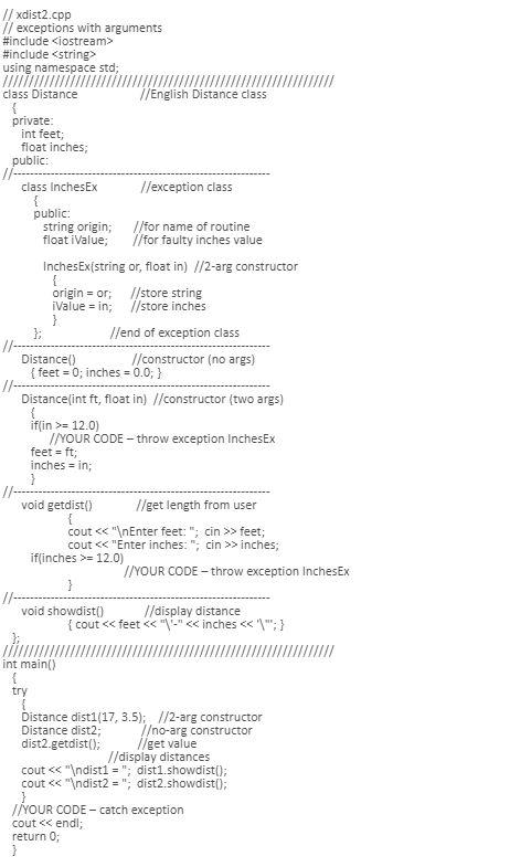 Solved // xdist2.cpp // exceptions with arguments #include | Chegg.com