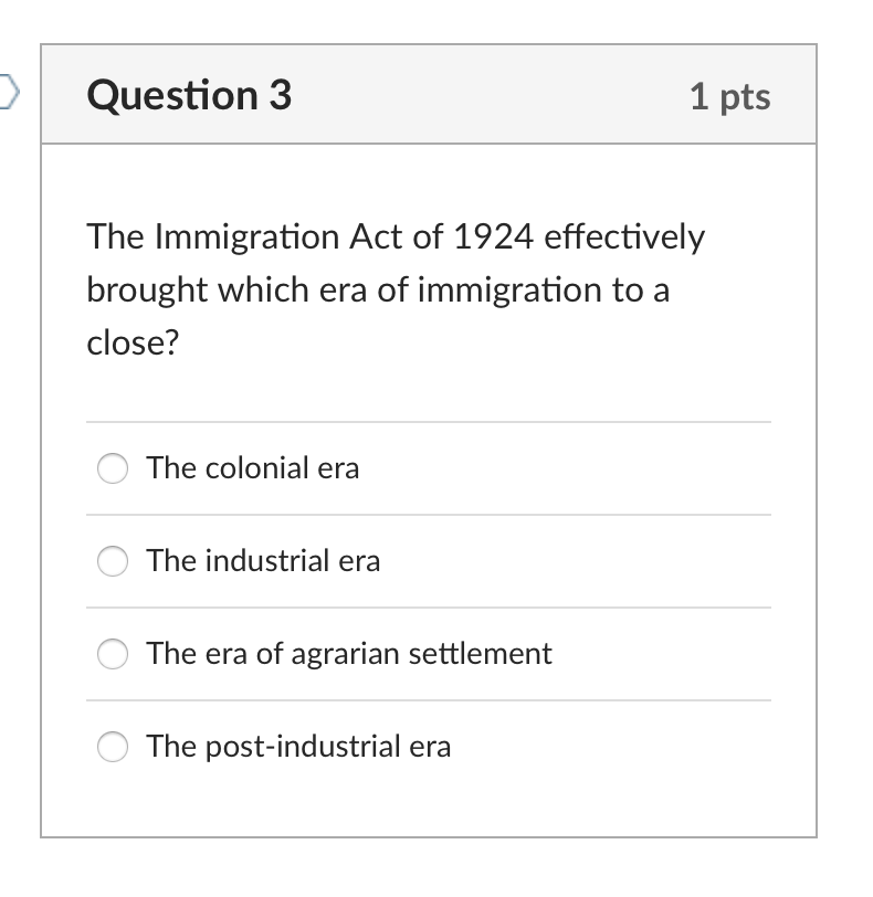 Solved The Immigration Act of 1924 effectively brought which | Chegg.com
