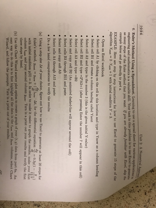 Solved IODE 6. Euler's Method Using a Spreadsheet. Learning | Chegg.com