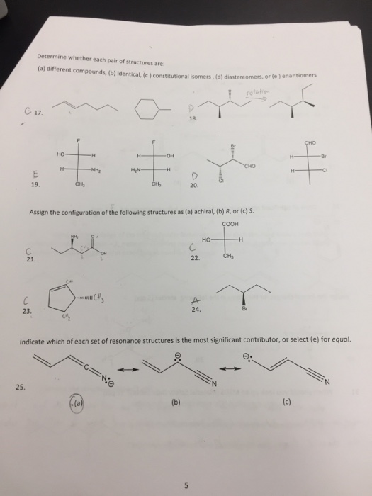 Solved Determine whether each pair of structures are (a) | Chegg.com