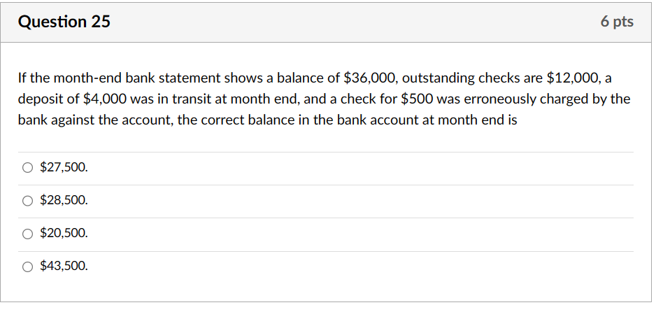 Solved If the month-end bank statement shows a balance of | Chegg.com
