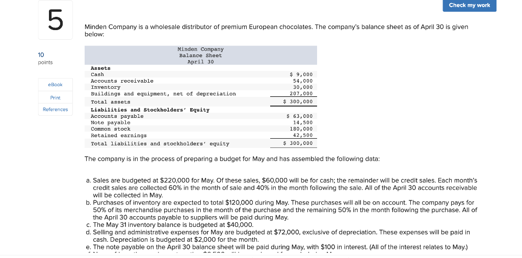 Solved 5 10 points eBook Print References Check my work | Chegg.com