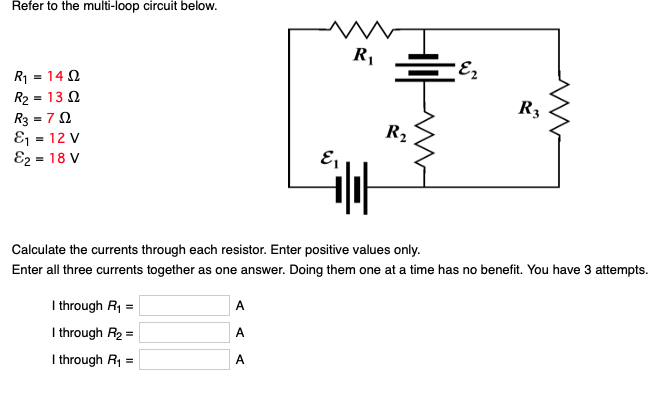 Solved Refer to the multi-loop circuit below. R1 = 14.2 R2 = | Chegg.com