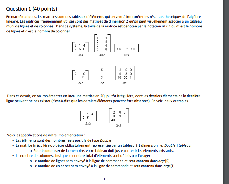 Solved En mathématiques, les matrices sont des tableaux | Chegg.com