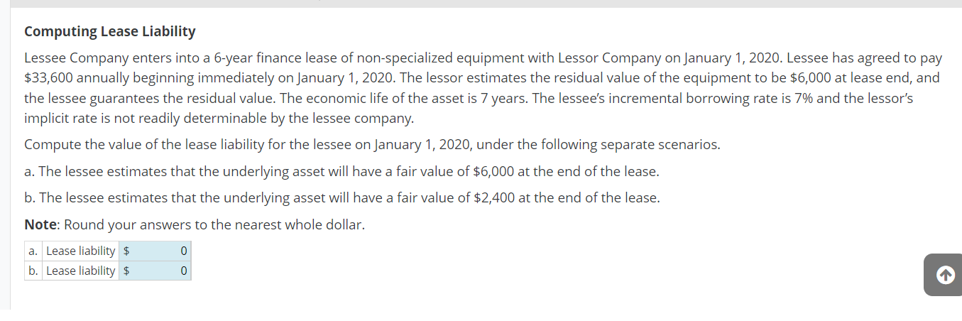 Solved Computing Lease Liability Lessee Company enters into | Chegg.com
