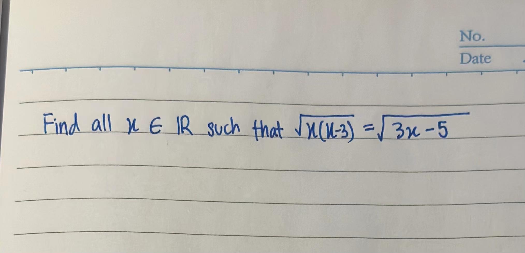 Solved Find all x∈R such that x(x−3)=3x−5 | Chegg.com