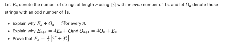 Solved Let En denote the number of strings of length n using | Chegg.com