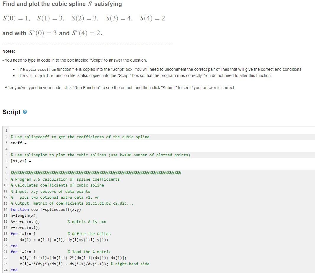Find and plot the cubic spline S satisfying | Chegg.com