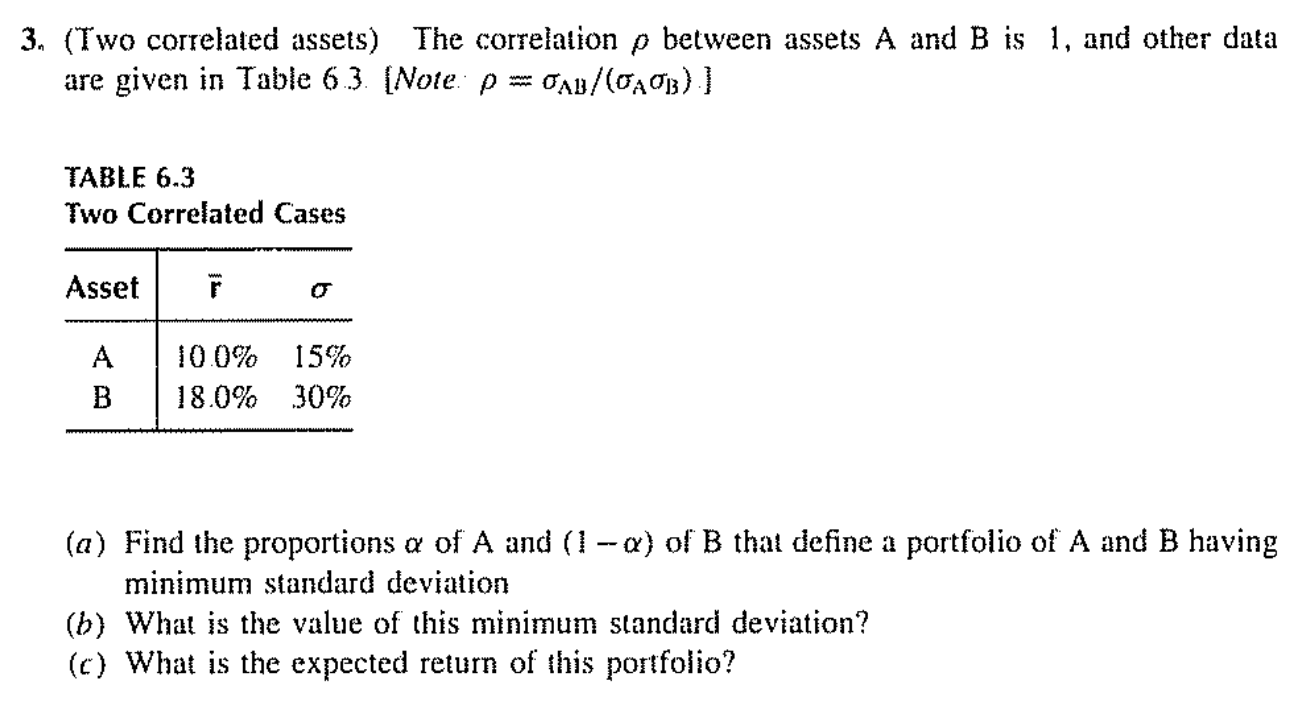 Solved (Two correlated assets) The correlation ρ between | Chegg.com
