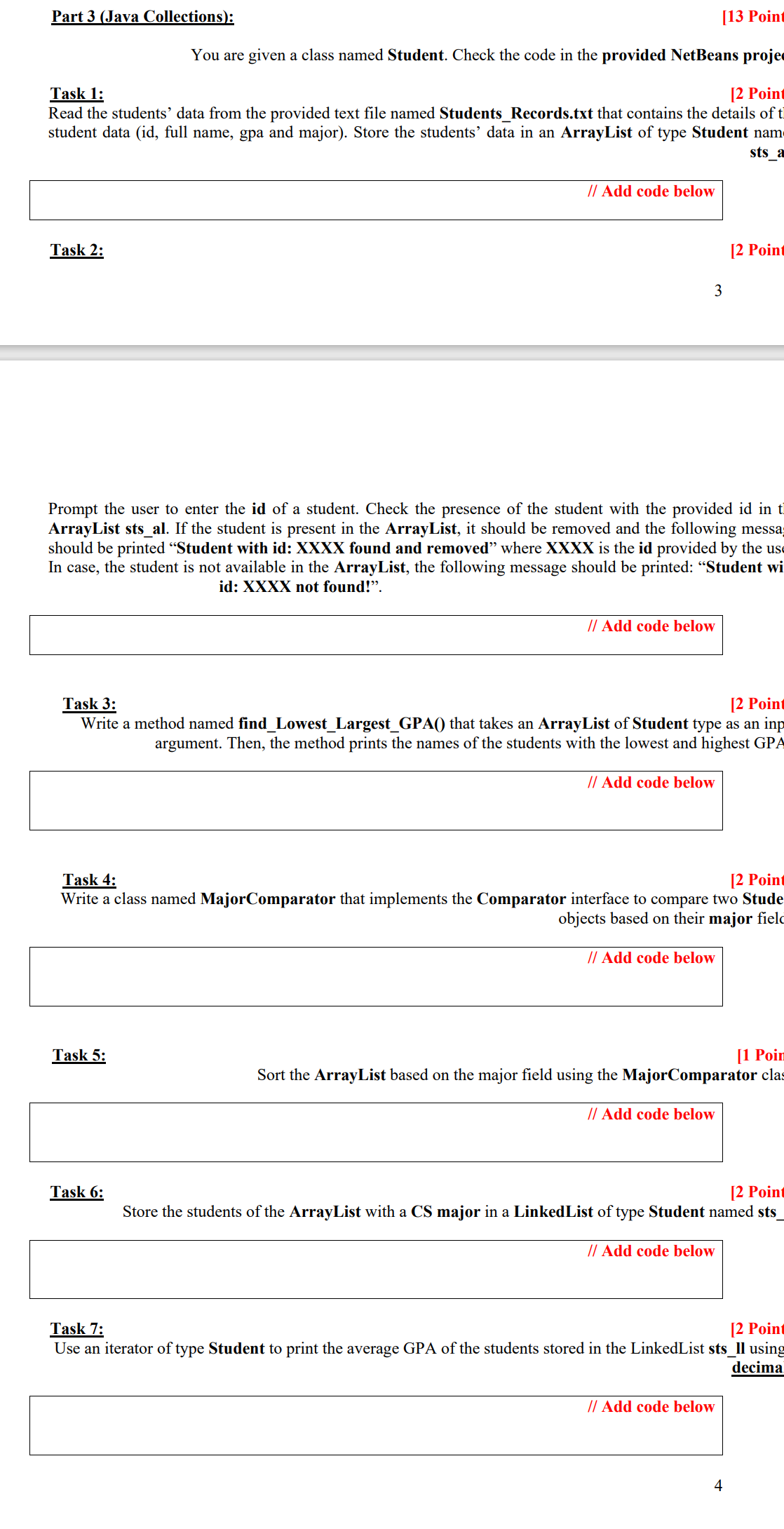 Solved You are given a class named Student. Check the code | Chegg.com