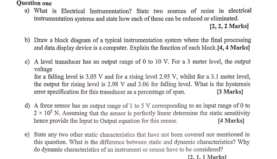 Solved a) What is Electrical Instrumentation? State two | Chegg.com