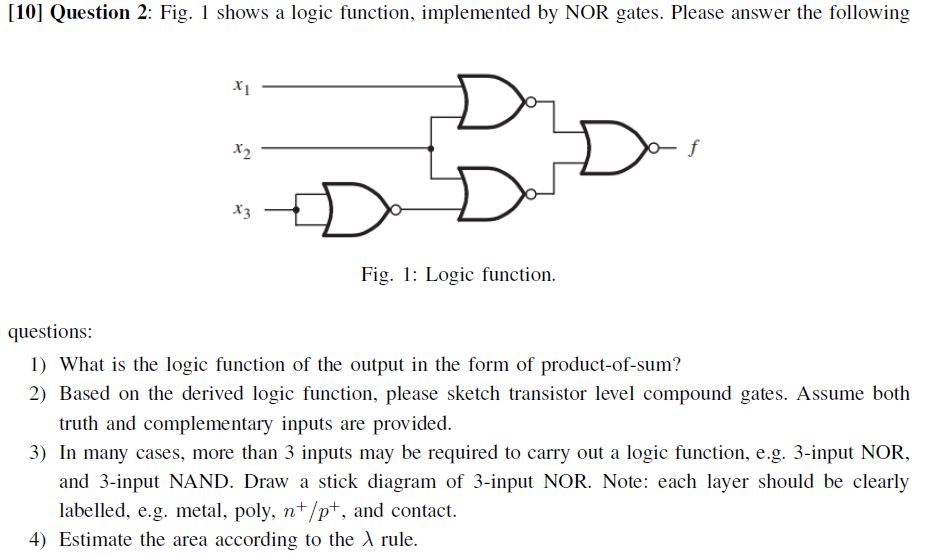 Solved [10] Question 2: Fig. 1 shows a logic function, | Chegg.com