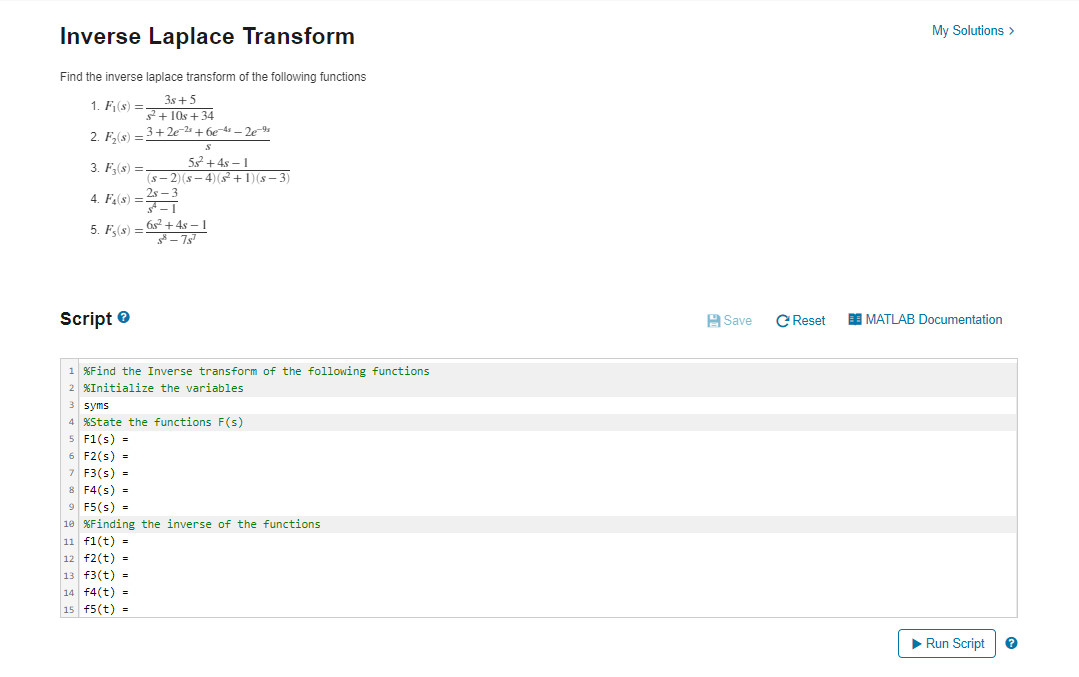 Solved Inverse Laplace Transform Find the inverse laplace | Chegg.com