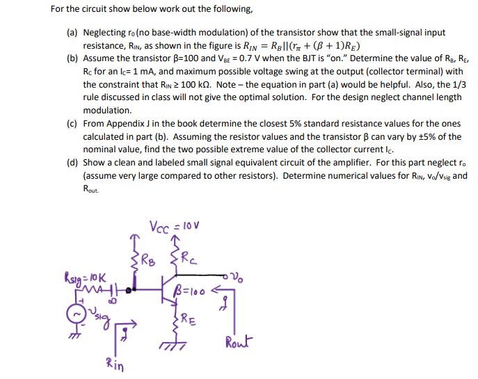 Solved For the circuit show below work out the following, | Chegg.com