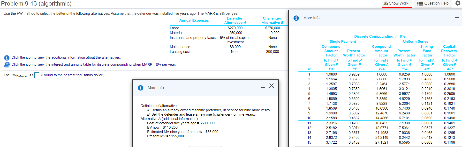 Solved 4 Show Work Question Help More Info Problem 9-13 | Chegg.com
