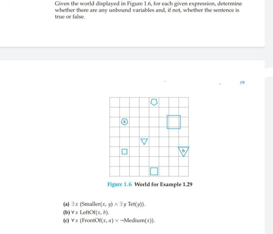 Solved Given the world displayed in Figure 1.6, for each | Chegg.com