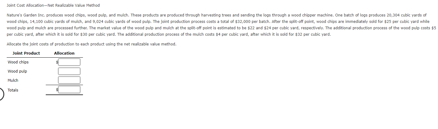 Solved Joint Cost Allocation—Net Realizable Value | Chegg.com