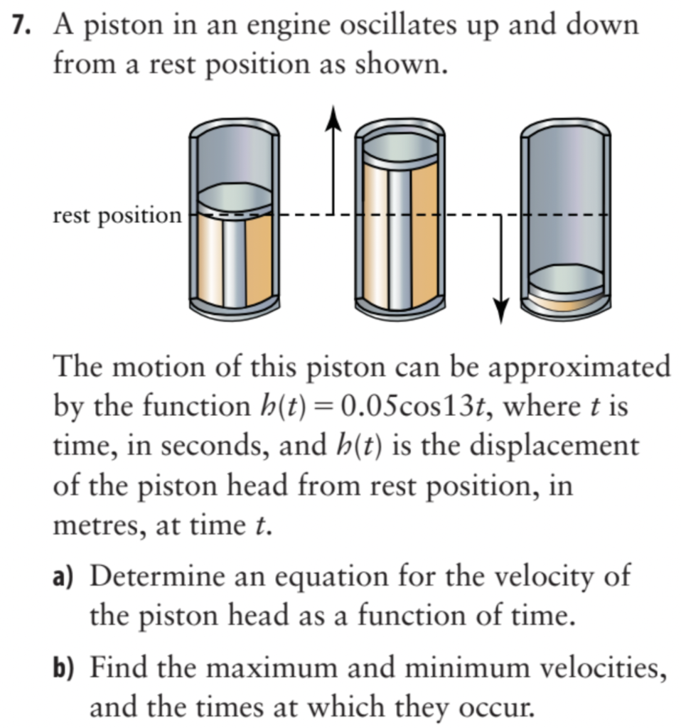 Solved 7. A piston in an engine oscillates up and down from | Chegg.com
