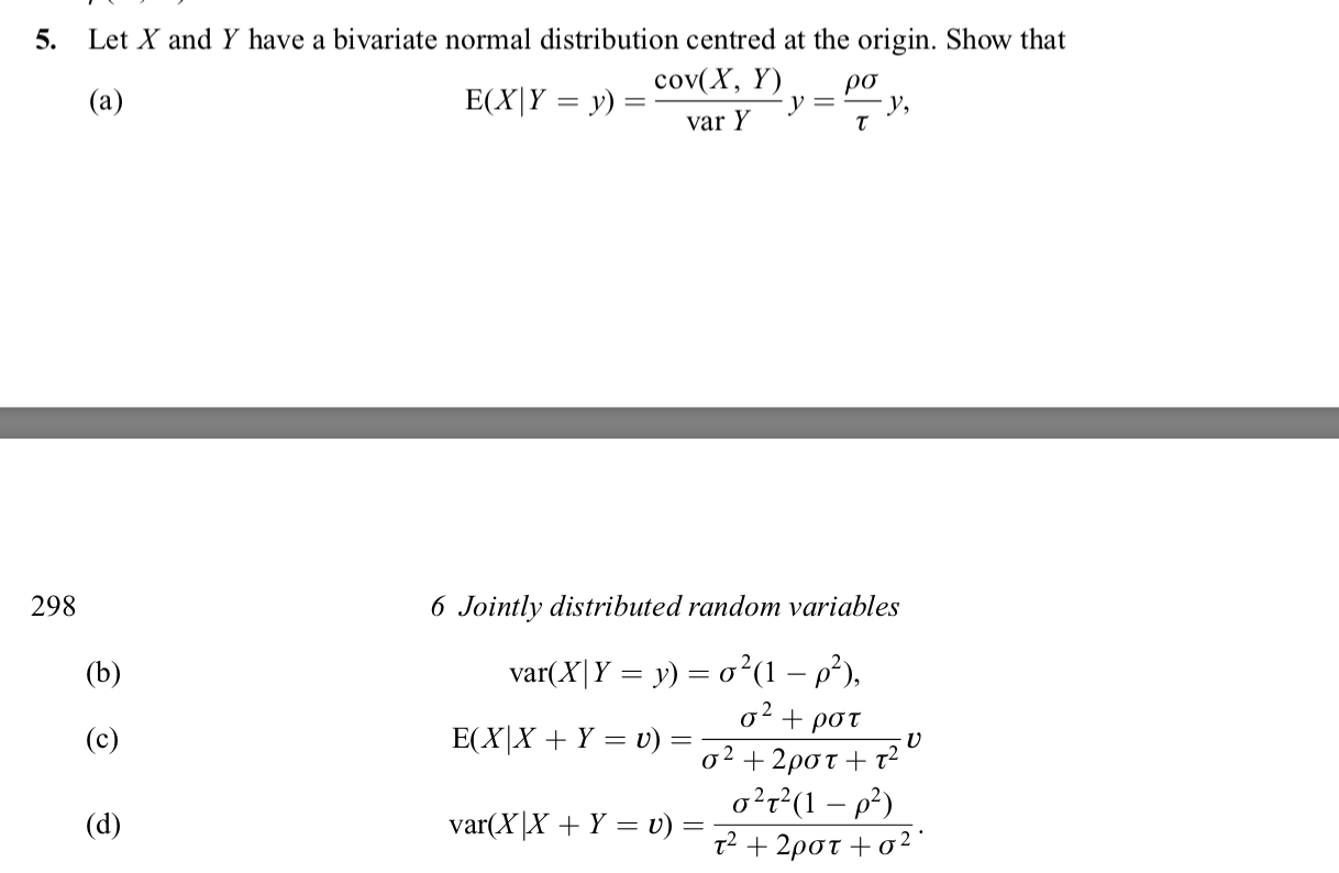 5. Let X and Y have a bivariate normal distribution | Chegg.com