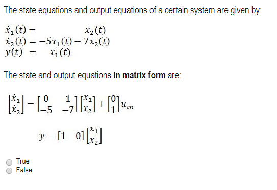 Solved The state equations and output equations of a certain | Chegg.com