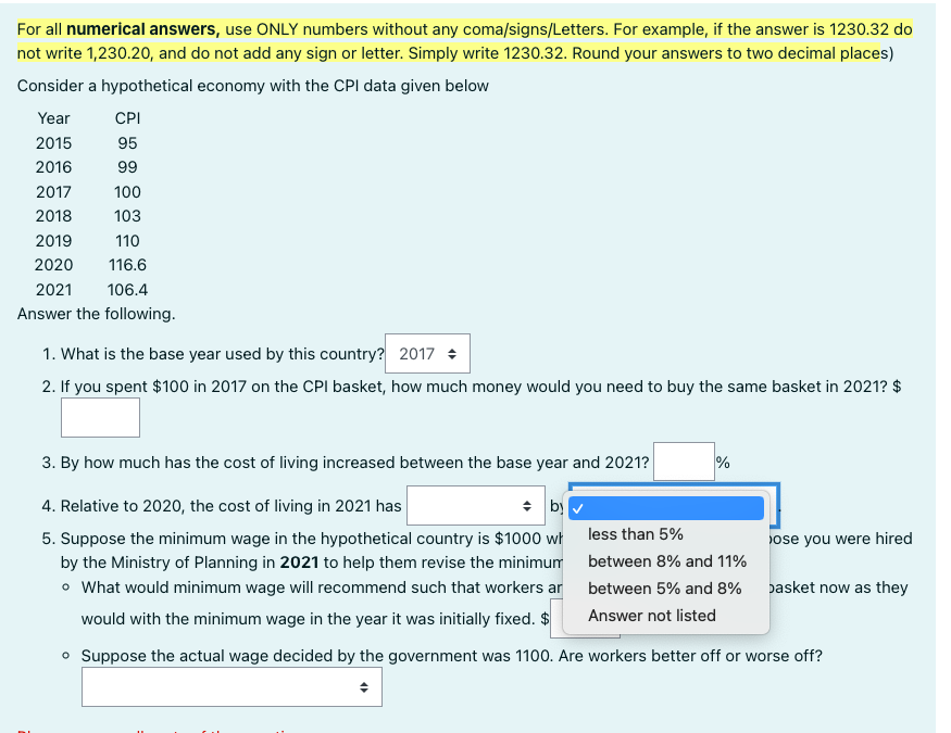 Solved For all numerical answers, use ONLY numbers without | Chegg.com