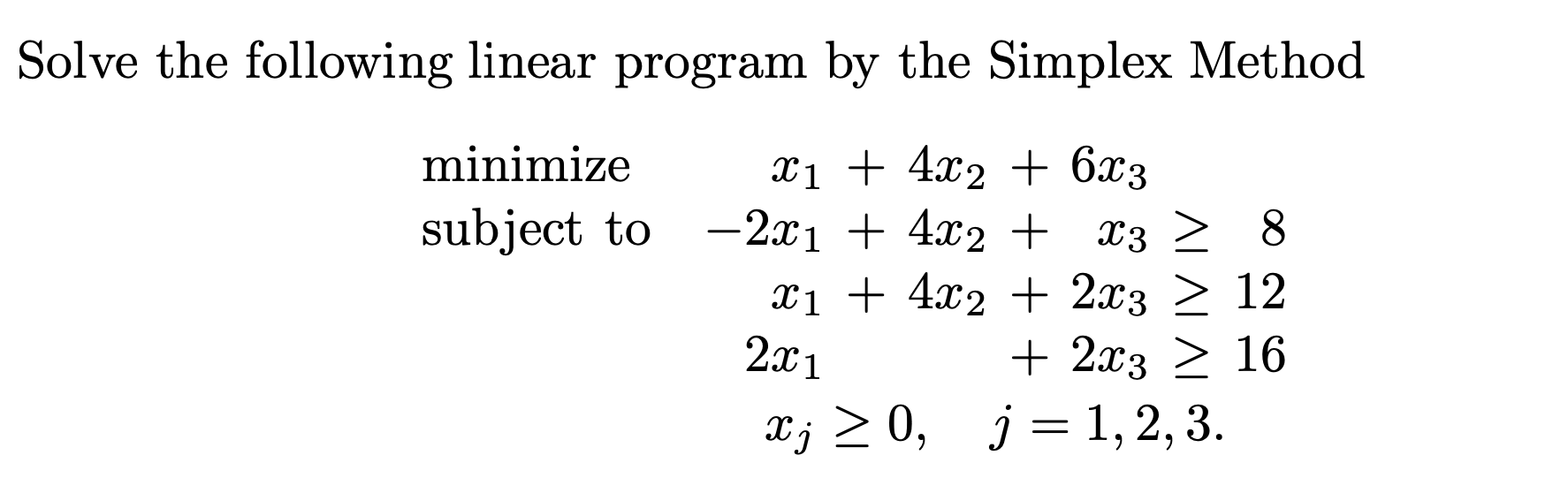 Solved Solve the following linear program by the Simplex | Chegg.com
