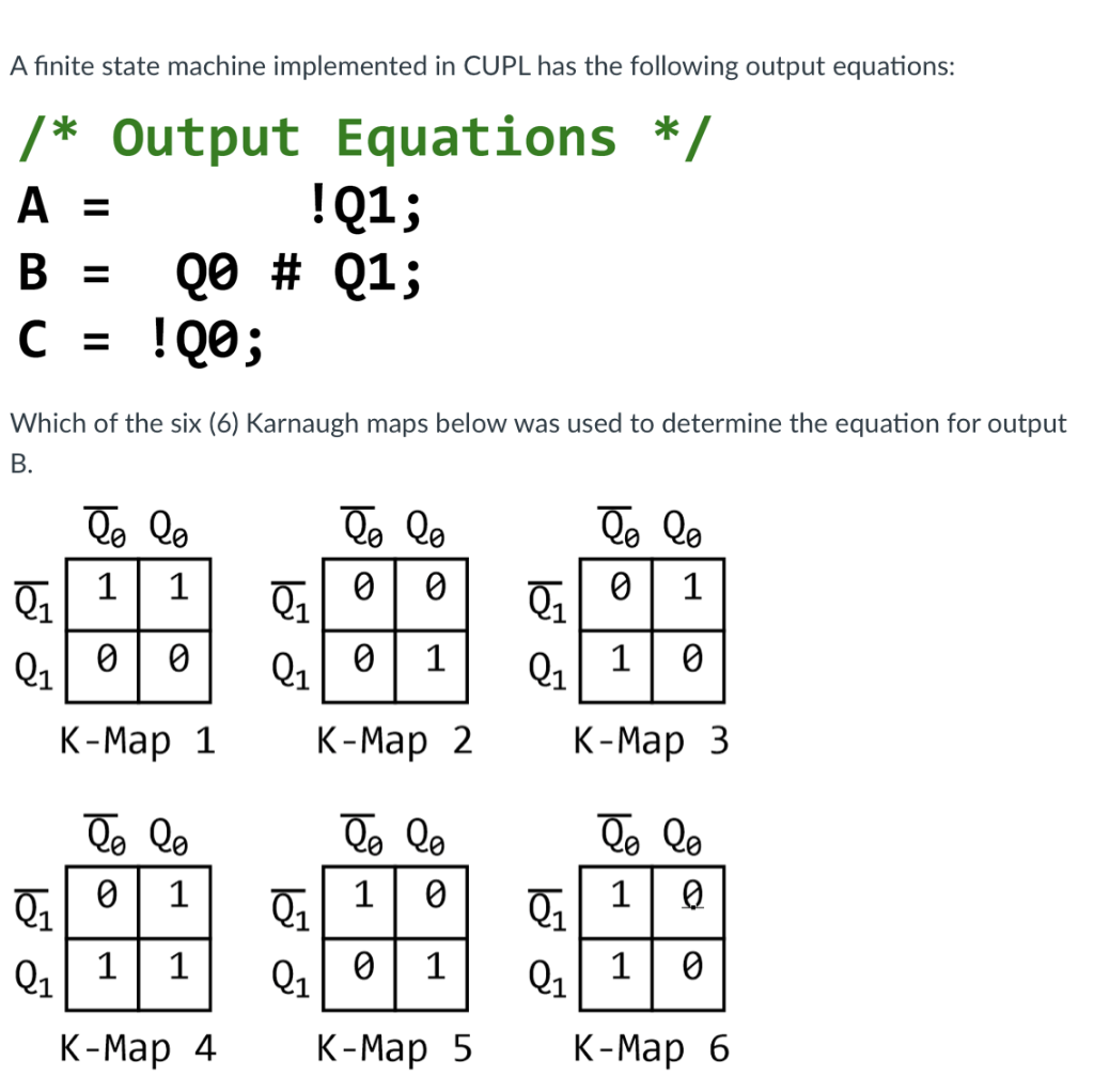 Solved A finite state machine implemented in CUPL has the | Chegg.com