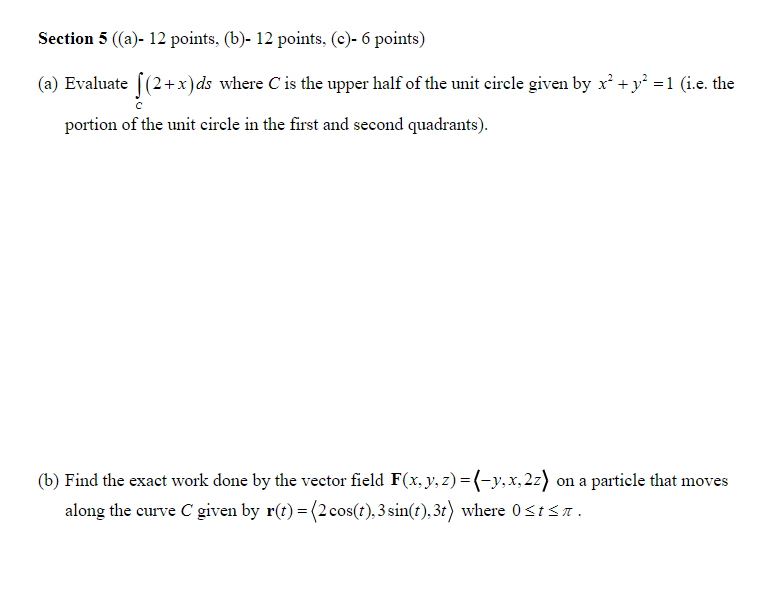 Solved Section 5 (a)- 12 points, (b)- 12 points, (c)- 6 | Chegg.com