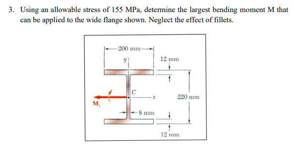 Solved 3. Using an allowable stress of 155 MPa, determine | Chegg.com