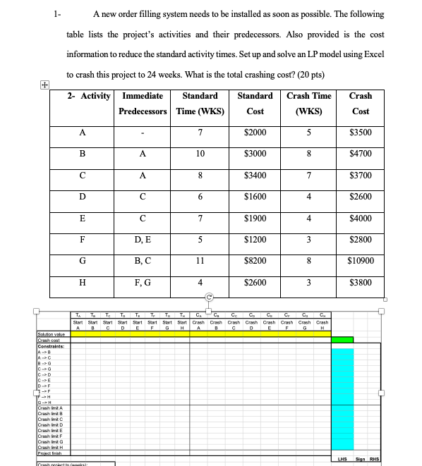 Solved 1- A new order filling system needs to be installed | Chegg.com