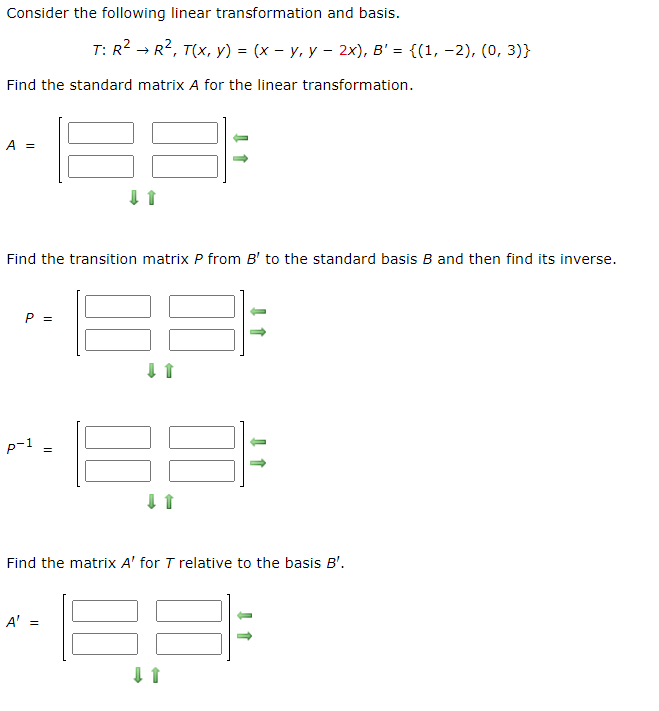 Solved Consider the following linear transformation and | Chegg.com