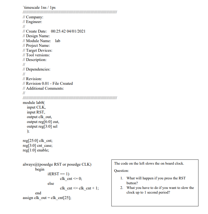 "timescale Ins/lps // Company: // Engineer: // Create | Chegg.com
