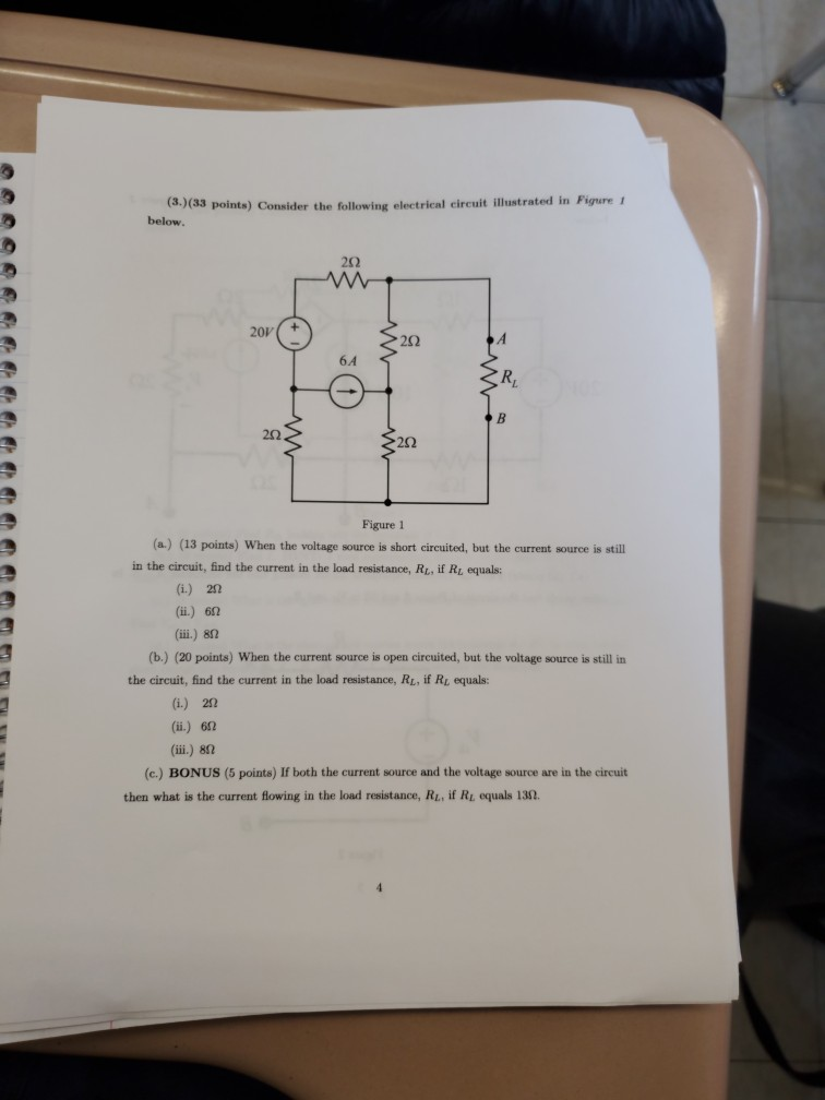 Solved (3.)(33 points) Consider the following electrical | Chegg.com