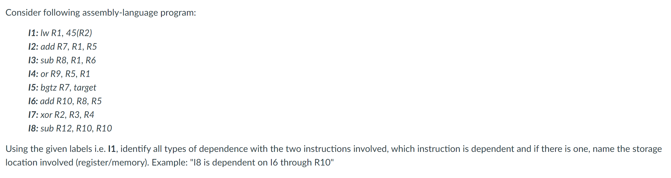 Solved Consider following assembly-language program: 11: lw | Chegg.com