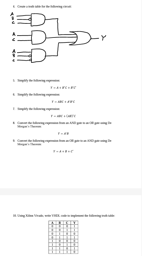 Solved 4. Create a truth table for the following circuit: 5. | Chegg.com