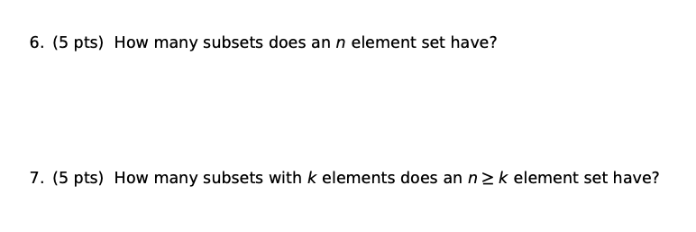 Solved How many subsets with k elements does an n ≥ k | Chegg.com