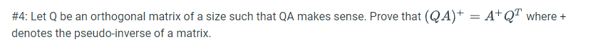 Solved \#4: Let Q be an orthogonal matrix of a size such | Chegg.com