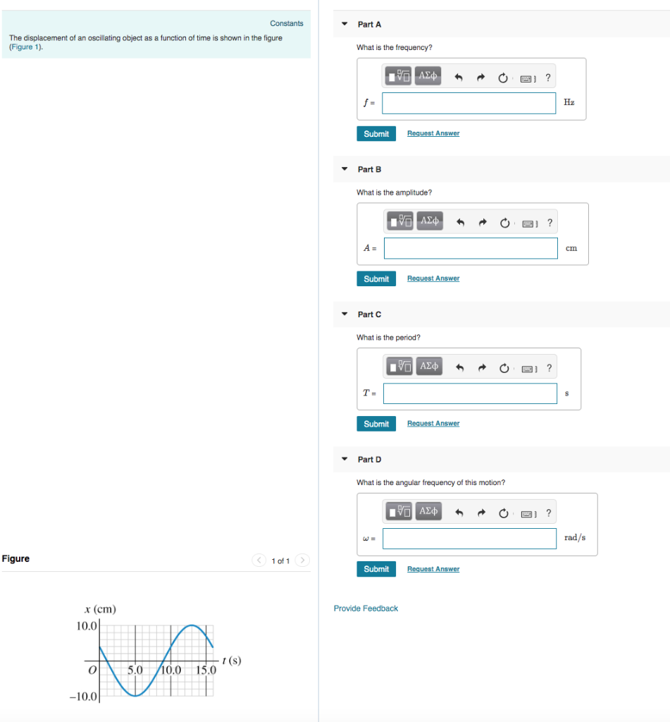 Solved Constants Part A The Displacement Of An Oscillating
