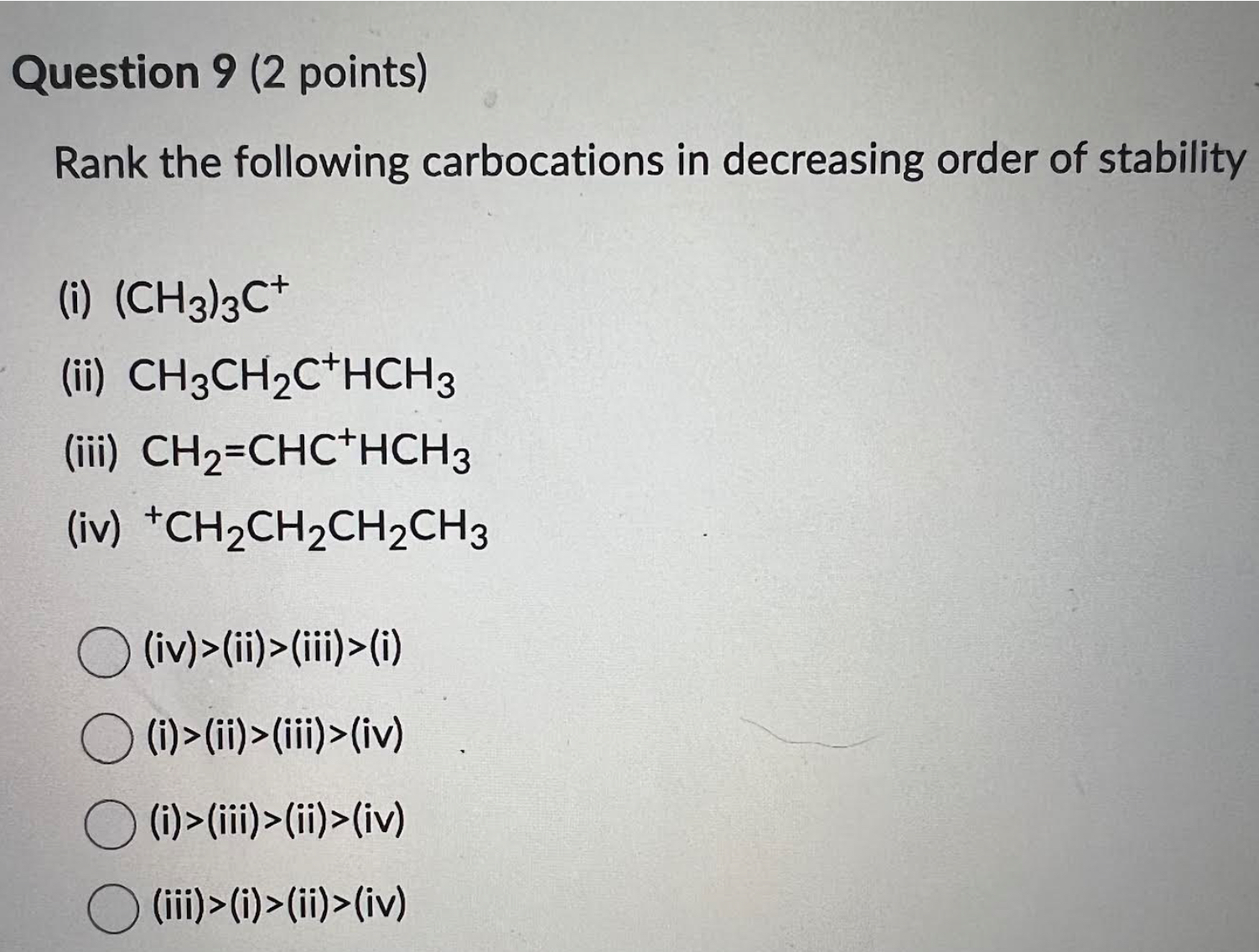 Solved Rank the following carbocations in decreasing order | Chegg.com