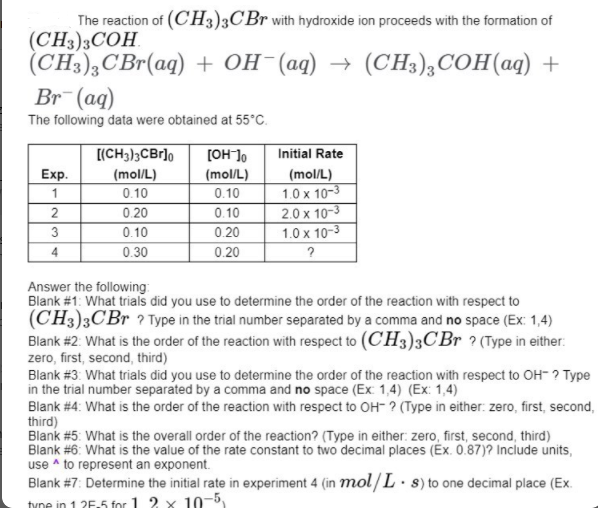 Solved The reaction of (CH3)3CBr with hydroxide ion proceeds | Chegg.com