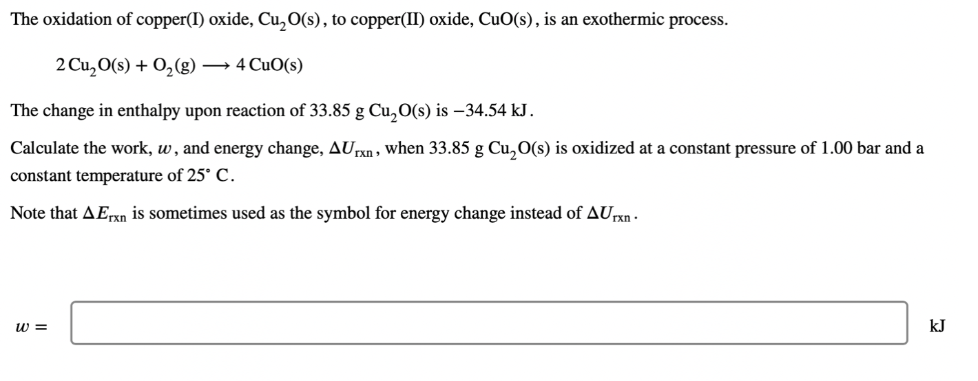 Solved 2Cu2O(s)+O2( g) 4CuO(s) The change in enthalpy upon | Chegg.com