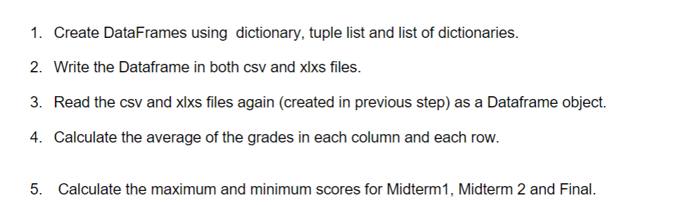 Solved Create a DataFrame that represents 10 student grades | Chegg.com