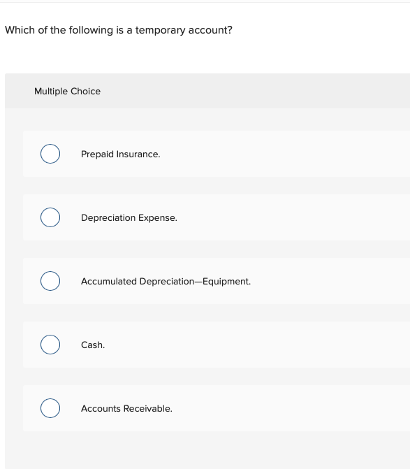 Solved Which of the following is a temporary account? | Chegg.com
