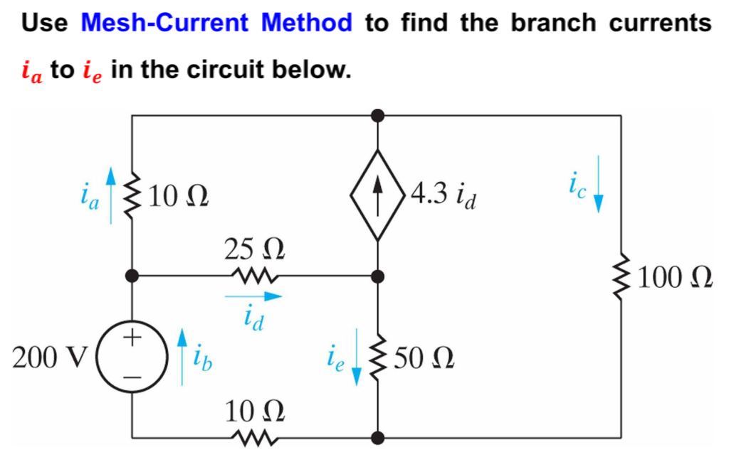 Solved Use Mesh-Current Method to find the branch currents | Chegg.com