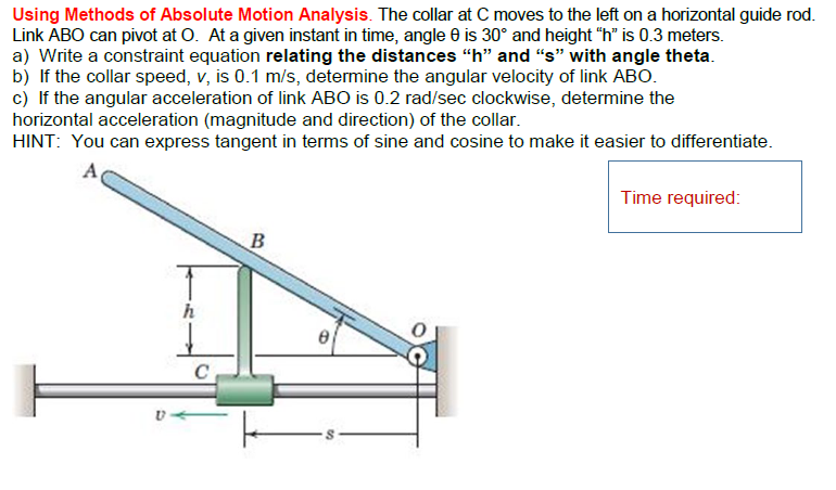 Solved Using Methods of Absolute Motion Analysis. The collar | Chegg.com