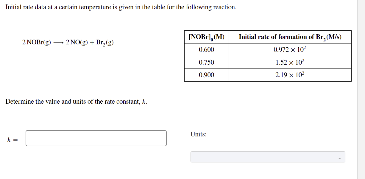 Solved Initial rate data at a certain temperature is given | Chegg.com