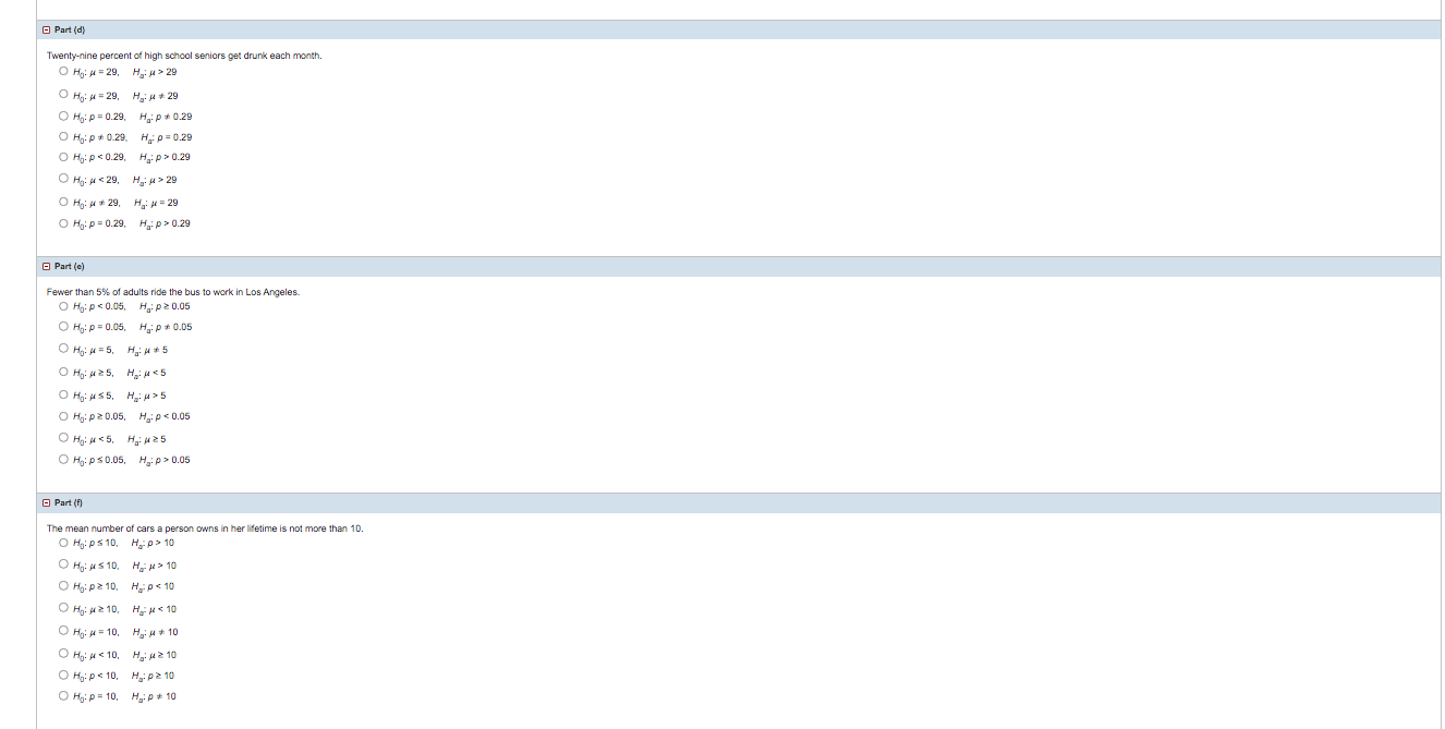 Solved Some of the statements below refer to the null | Chegg.com