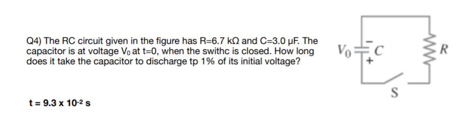 Solved Q4) The RC circuit given in the figure has R=6.7 k 2 | Chegg.com