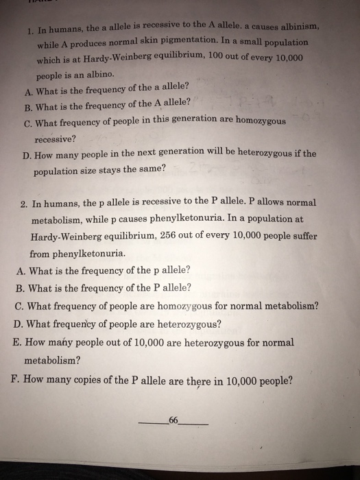 Solved causes albinism, 1. In humans, the a allele is | Chegg.com