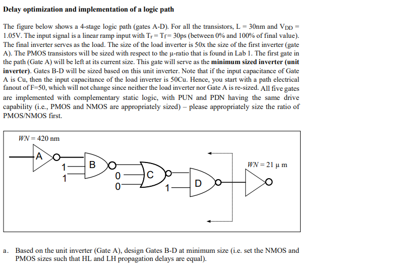 Delay optimization and implementation of a logic path | Chegg.com